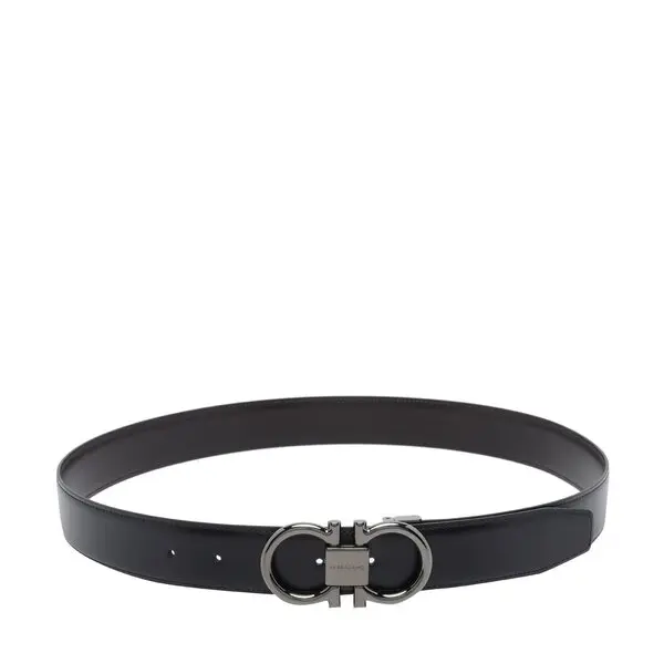 FERRAGAMO Double Adjustable Gancini Belt - Black