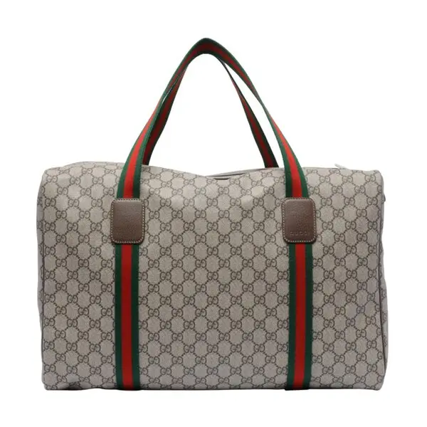 Gucci Medium Gg Supreme Canvas Duffle Bag With Web Detail