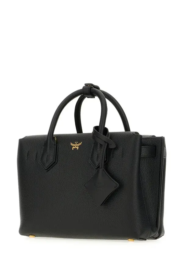 Mcm Black Leather Handheld Bag