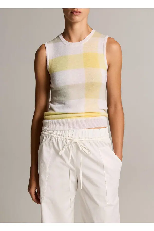 Vince Shadow Plaid Wool Shell - Yellow