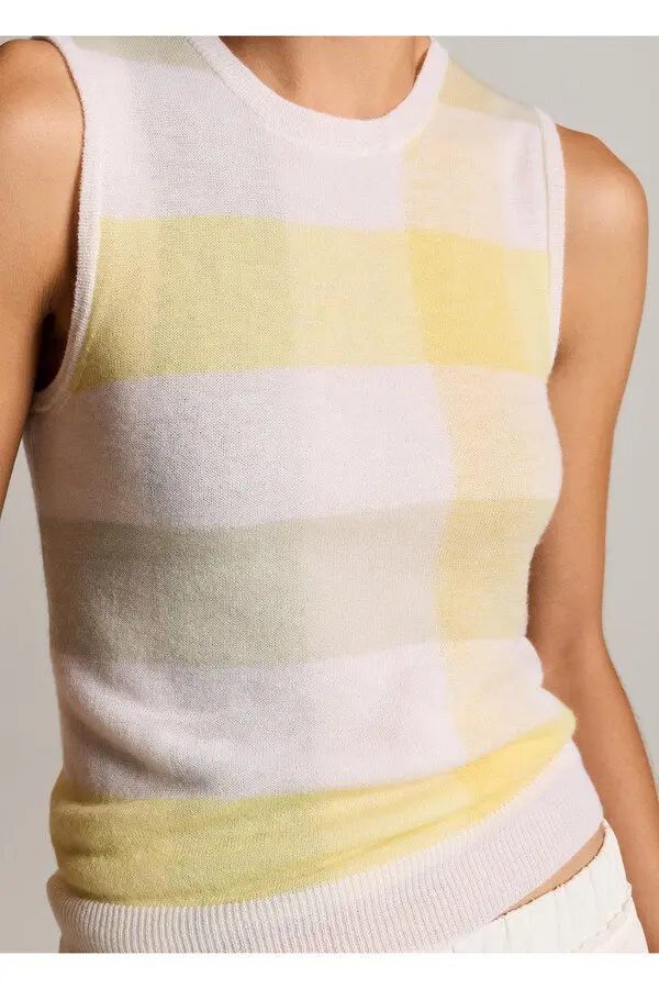 Vince Shadow Plaid Wool Shell - Yellow