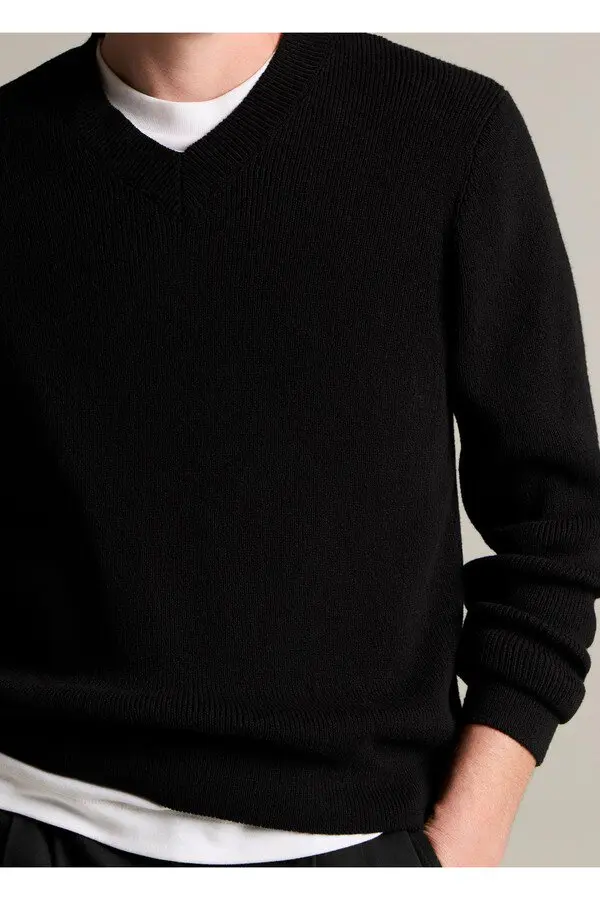 Vince Ribbed Italian Cotton-blend V-neck Sweater