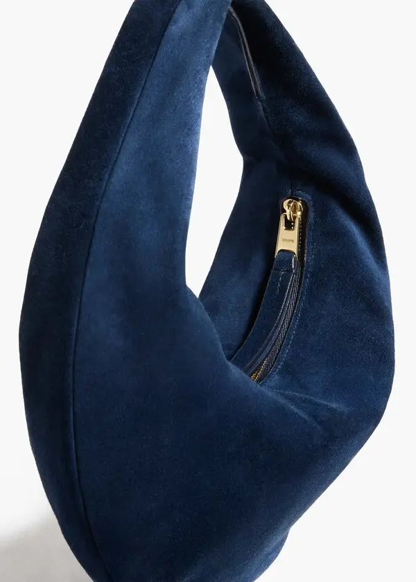 Khaite Mini Olivia Hobo In Suede - Midnight Navy