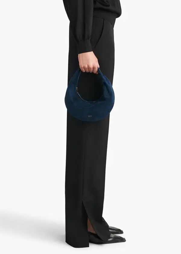 Khaite Mini Olivia Hobo In Suede - Midnight Navy