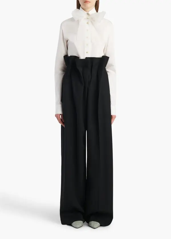 Khaite Kira Wool Pleated Wide-leg Trousers - Black