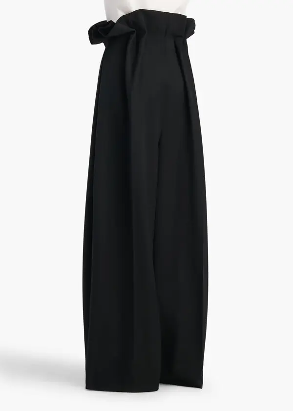 Khaite Kira Wool Pleated Wide-leg Trousers - Black
