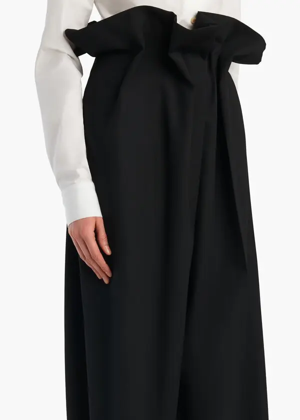 Khaite Kira Wool Pleated Wide-leg Trousers - Black