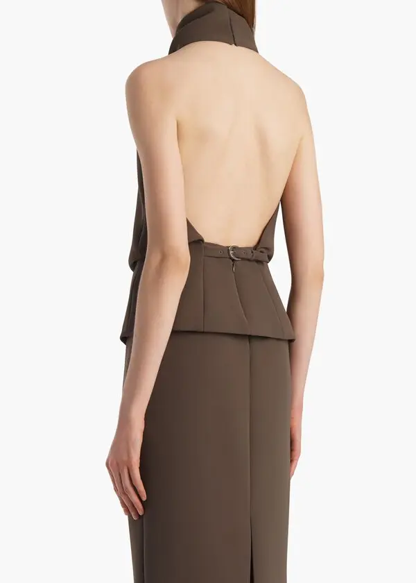 Khaite Halter Neck Top With Open Back Detail - Clove