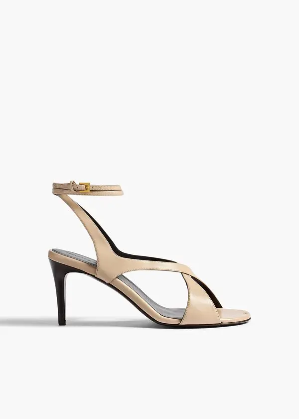 Khaite Liria Ankle Strap Sandal In Glazed Leather - Nude