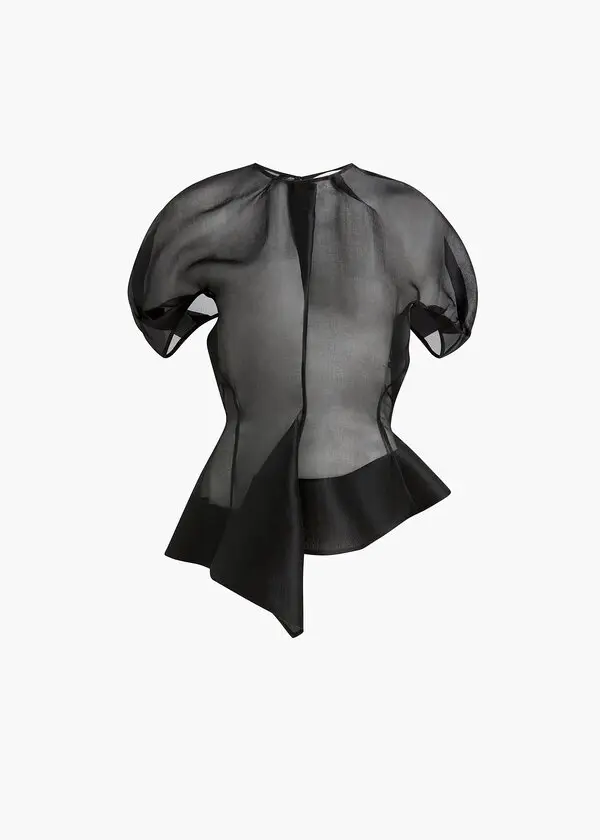 Khaite Rumi Silk Organza Draped Top - Black