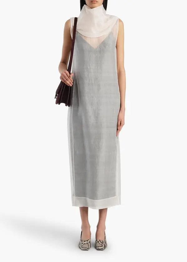 Khaite Elva Silk Organza High-neck Dress