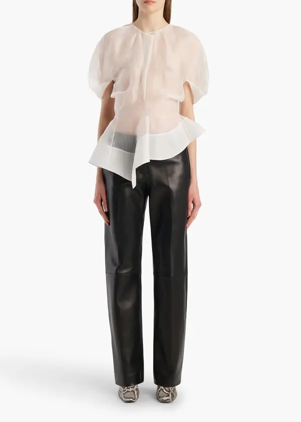 Khaite Rumi Silk Organza Draped Top - Chalk