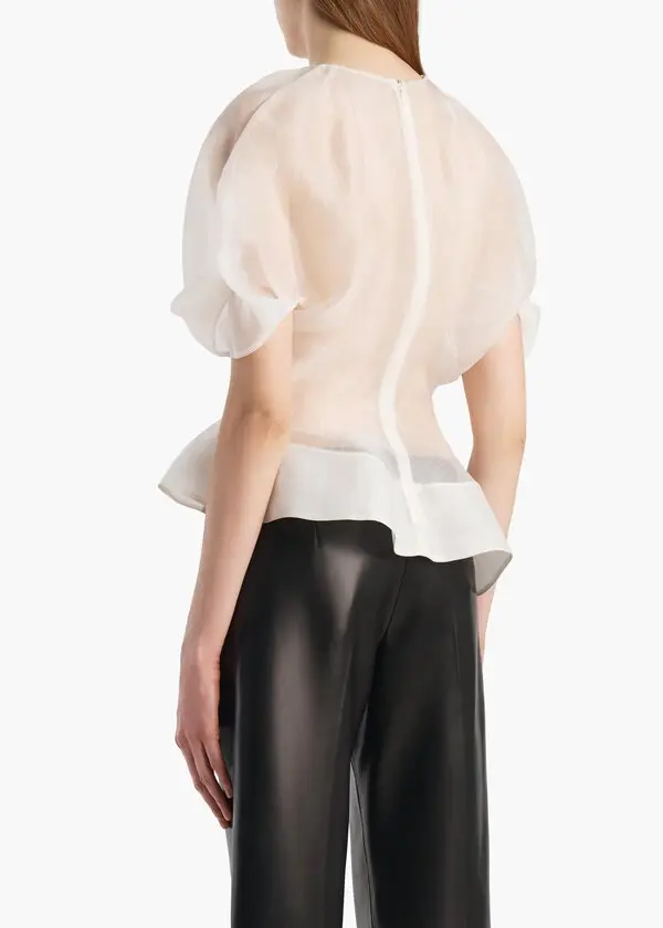 Khaite Rumi Silk Organza Draped Top - Chalk