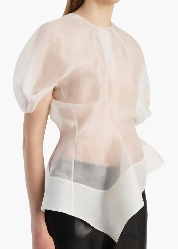 Khaite Rumi Silk Organza Draped Top - Chalk