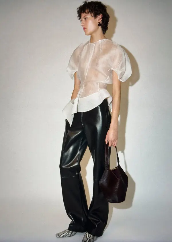 Khaite Rumi Silk Organza Draped Top - Chalk