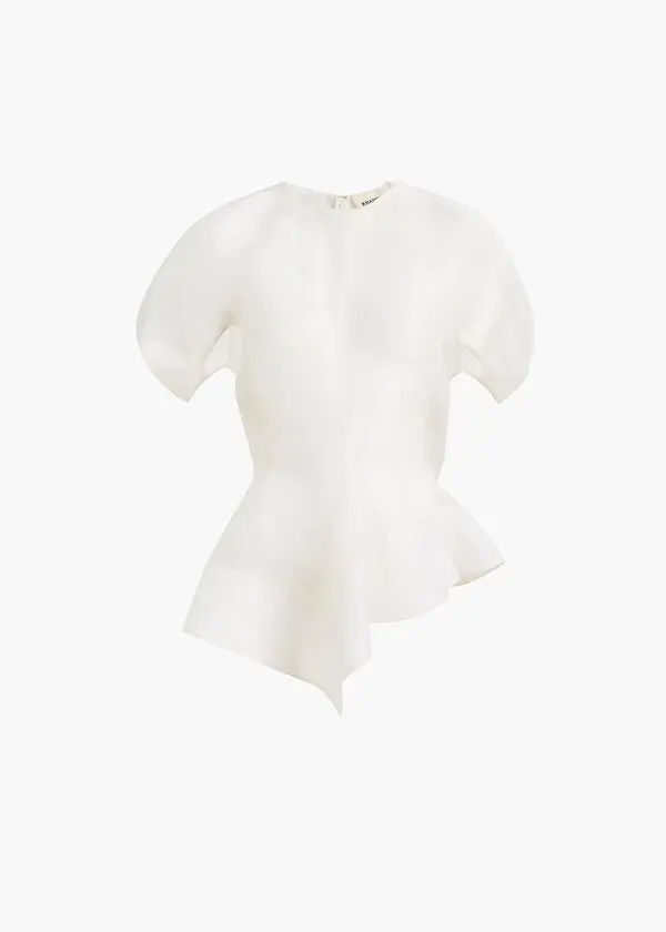 Khaite Rumi Silk Organza Draped Top - Chalk