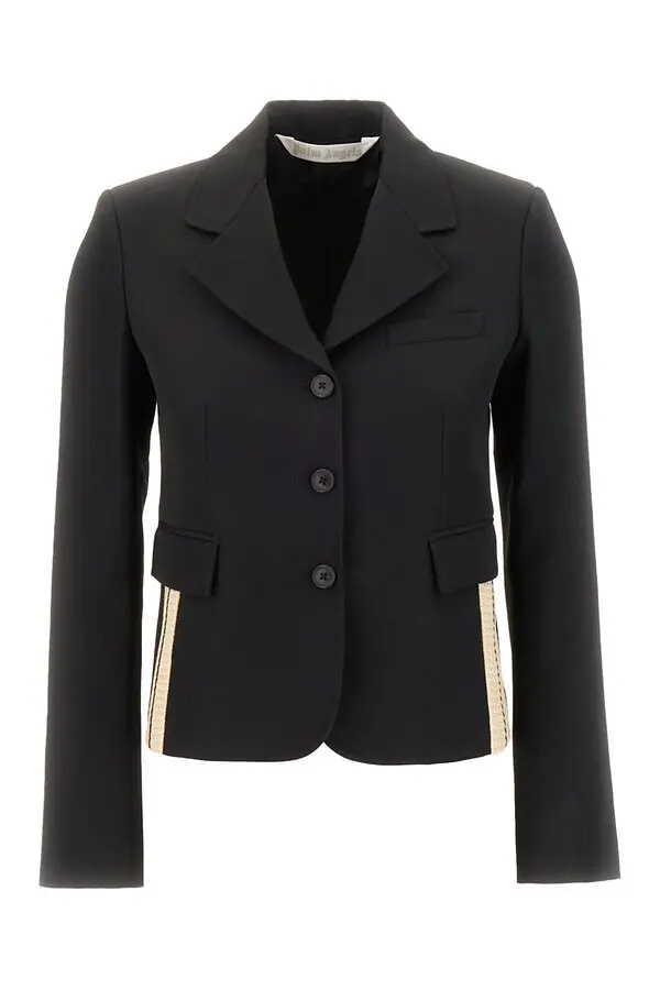 Palm Angels Single Breasted Blazer With Striped Detailing