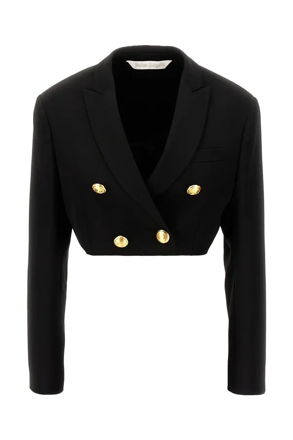 Palm Angels Double Breasted Cropped Blazer With Metal Trims - Multicolor