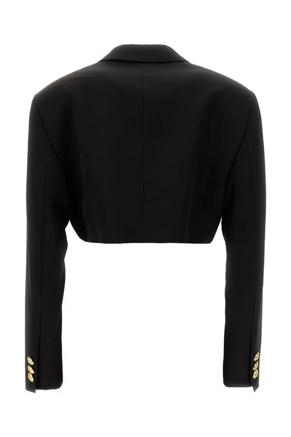 Palm Angels Double Breasted Cropped Blazer With Metal Trims - Multicolor