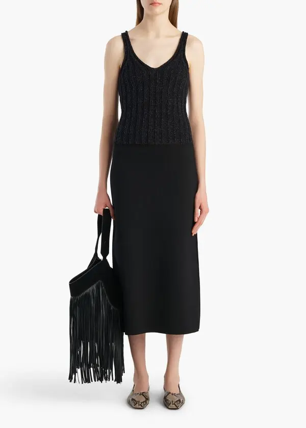 Khaite Val Ribbed Cotton V-neck Tank - Black