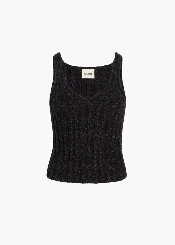 Khaite Val Ribbed Cotton V-neck Tank - Black