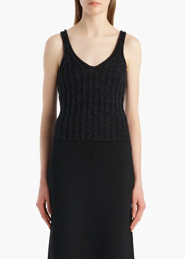 Khaite Val Ribbed Cotton V-neck Tank - Black