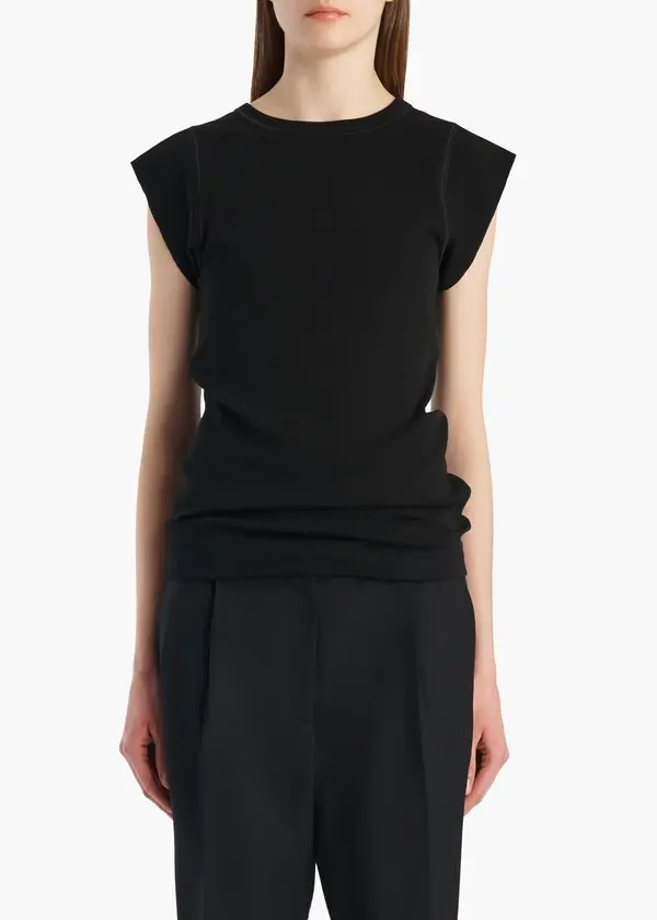 Khaite Angel Top In Ribbed Japanese Cotton - Black
