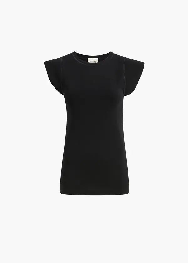 Khaite Angel Top In Ribbed Japanese Cotton - Black
