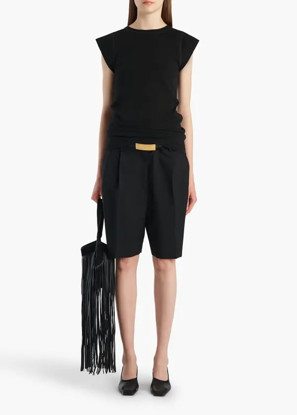 Khaite Angel Top In Ribbed Japanese Cotton - Black