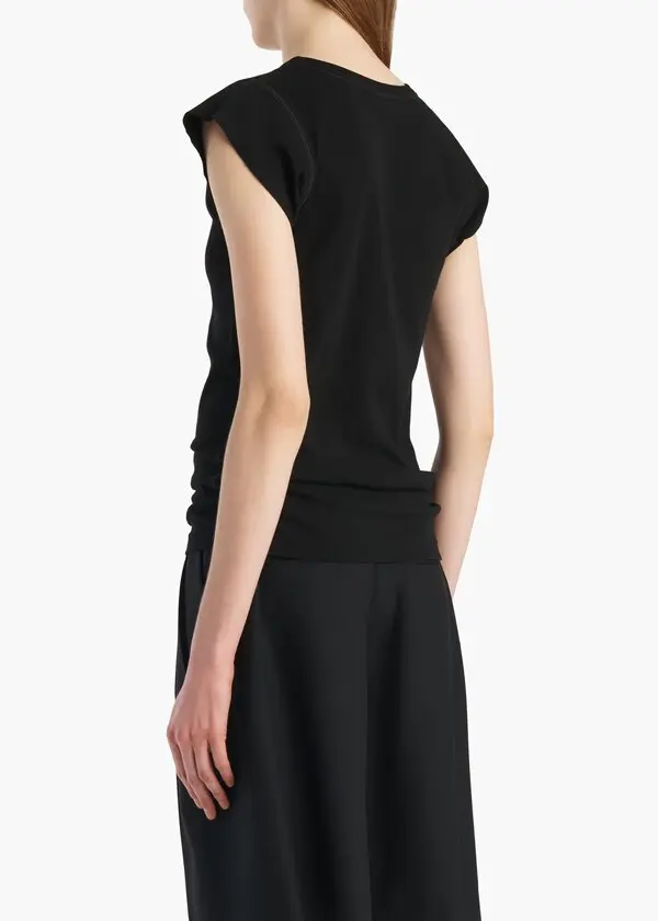Khaite Angel Top In Ribbed Japanese Cotton - Black