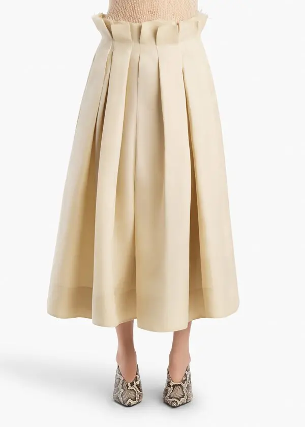 Khaite Astrid Silk Shantung Organza Skirt - Ivory Glow