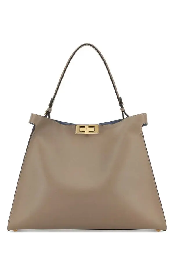 Fendi Dove Grey Leather Large Way Shoulder Bag