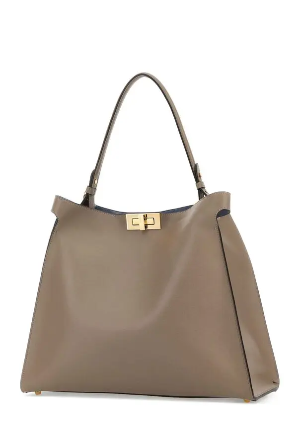 Fendi Dove Grey Leather Large Way Shoulder Bag
