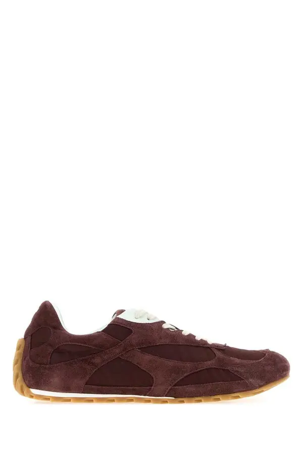 Bottega Veneta Burgundy Canvas And Suede Orbit Flash Sneakers - Red