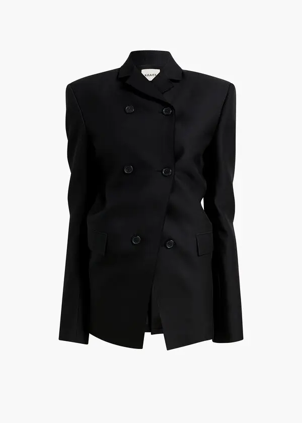 Khaite Rolo Jacket In Wool Silk - Black