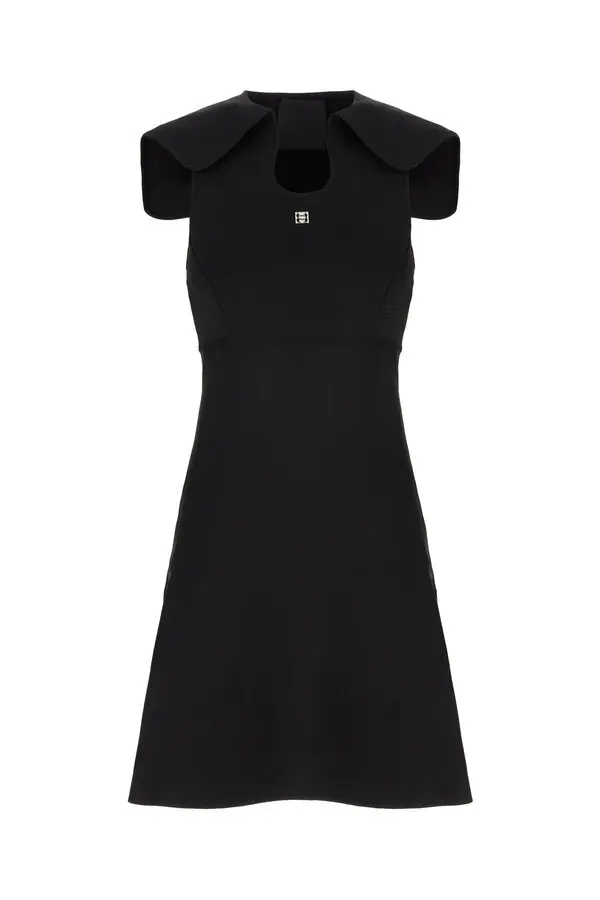 Givenchy Black Dress With Silver Tone Emblem - Multicolor