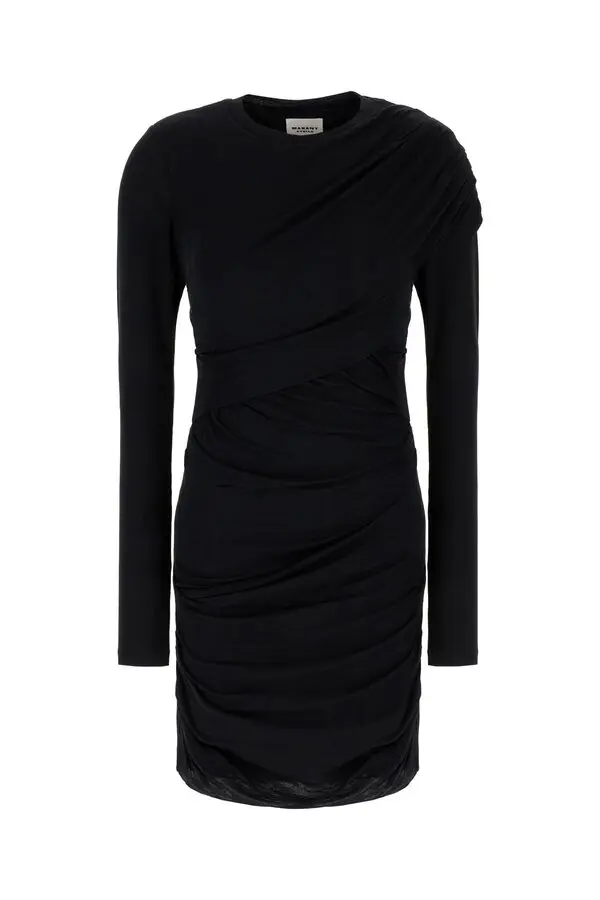 Isabel Marant Étoile Black Long Sleeve Ruched Dress - Multicolor
