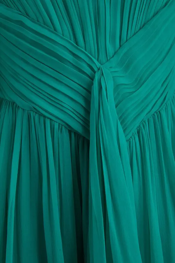Alberta Ferretti Ruched V-neck Dress