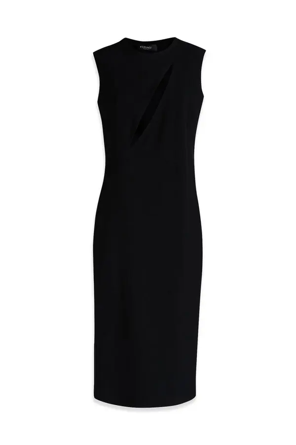 Versace Black Asymmetrical Neckline Dress - Multicolor