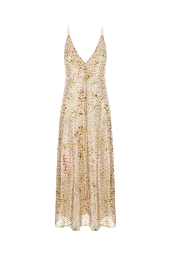 Alberta Ferretti Sequined V-neck Dress
