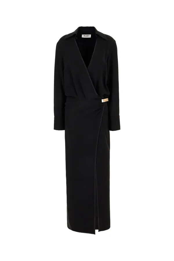 Attico Asymmetrical Midi Dress With Gold Tone Clasp - Multicolor