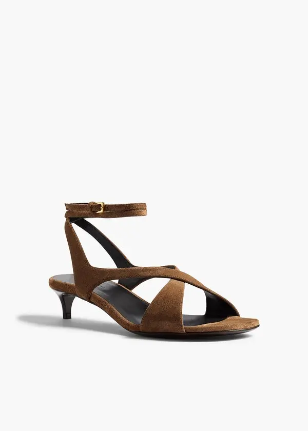 Khaite Liria Suede Ankle Strap Sandals - Dattero