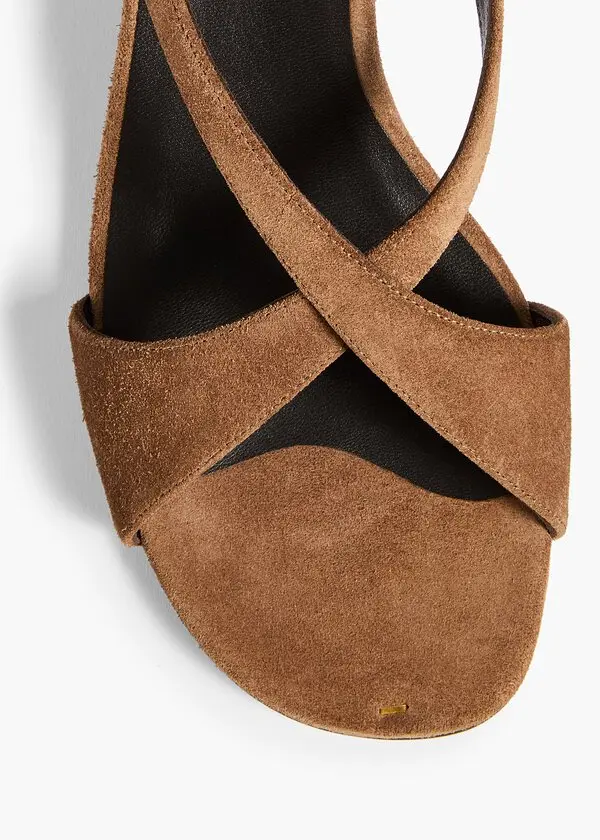 Khaite Liria Suede Ankle Strap Sandals - Dattero