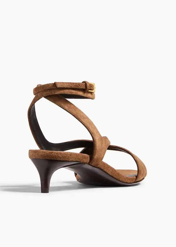 Khaite Liria Suede Ankle Strap Sandals - Dattero