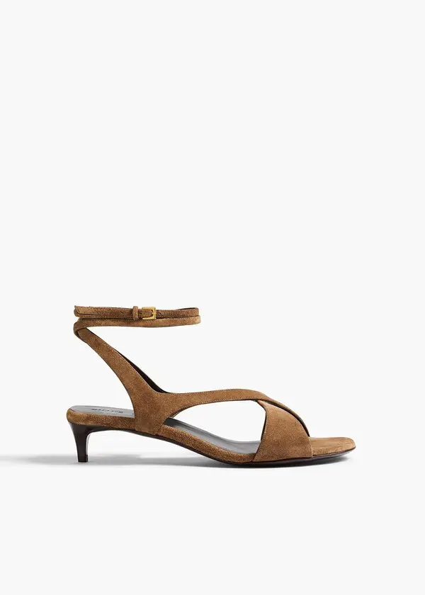 Khaite Liria Suede Ankle Strap Sandals - Dattero