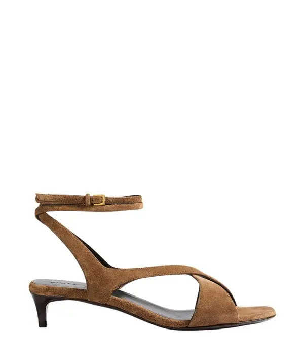 Khaite Liria Suede Ankle Strap Sandals - Dattero