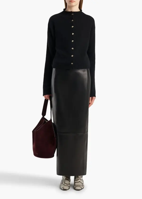 Khaite Lyle Leather Maxi Skirt - Black