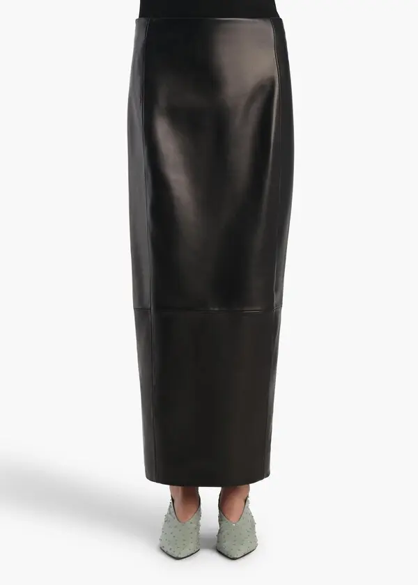 Khaite Lyle Leather Maxi Skirt - Black
