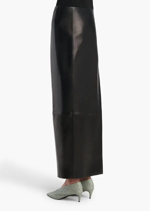 Khaite Lyle Leather Maxi Skirt - Black