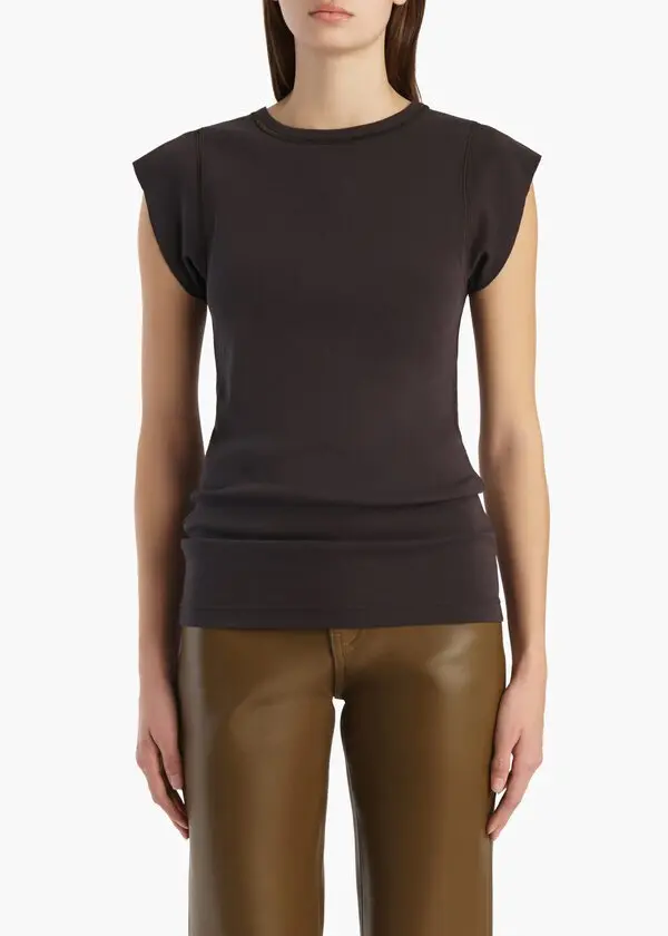 Khaite Angel Top In Japanese Cotton Jersey - Dark Umber